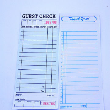 Buy Wholesale China Single-ply Bond Paper Guest Check With Chipboard ...