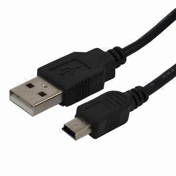 Black Mini USB 5P Data Cable for Mobile Phone Cell and MP3 Player and ...
