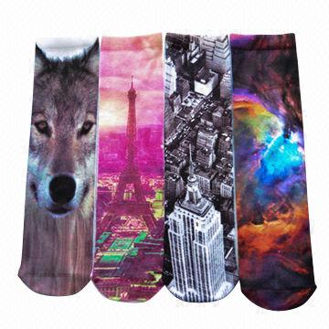 Ladies' digital printed socks, made of 96% polyester, 2% elastane and 2 ...