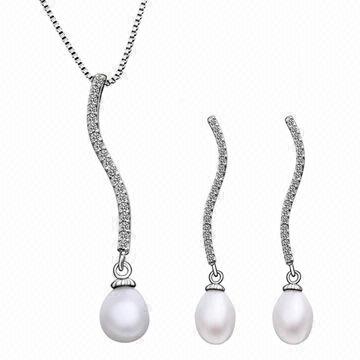 Freshwater Pearl Set With Zircon Paved - Buy China Wholesale Freshwater ...