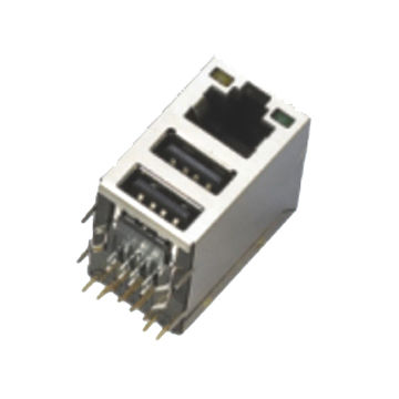 China RJ45 Dual-USB Connector with RJ45 Plug Socket Combo USB Jack ...
