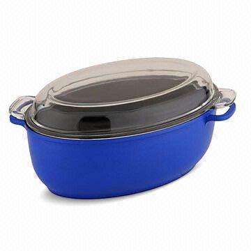 Buy Wholesale China Die-cast Aluminum Oval Roaster Pan With Glass Lid ...