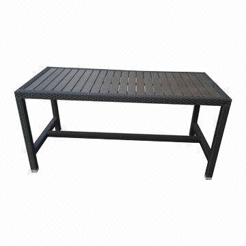 Buy Wholesale China Outdoor Rattan Kd Table With Plastic Wood Table Top ...