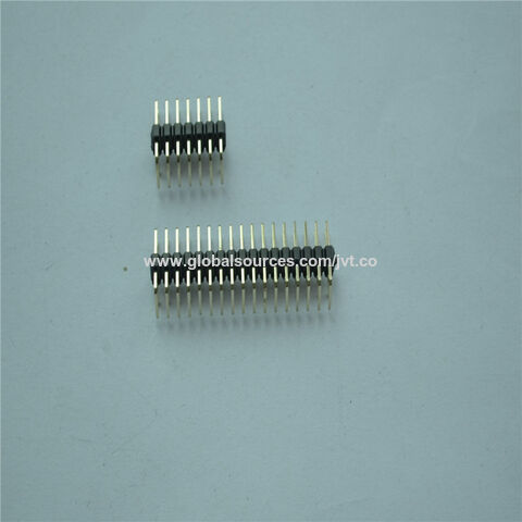 2.54mm Right Angle Type Dual Row Pin Header With 1,000mω Minimum Insulator Resistance, Pin ...