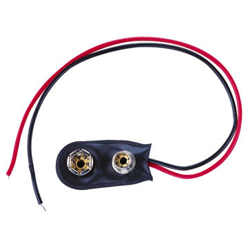 9V battery snap with red and black connecting lines | Global Sources