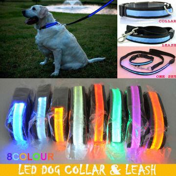 New Black Nylon Webbing Led Leashes Flashing Lighted Leash Strong ...