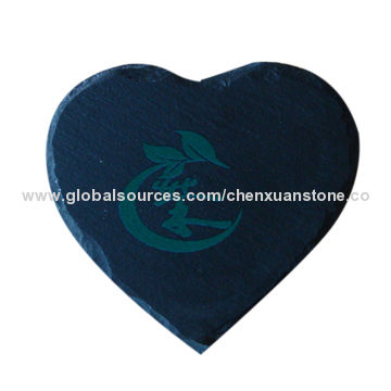 Buy Wholesale China Heart Natural Slate Coaster With Customized Silk ...