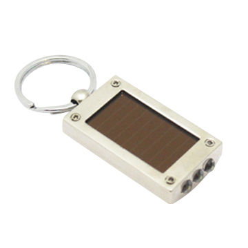 3LED Solar Keychain with Zinc Alloy Housing, Includes Rechargeable ...