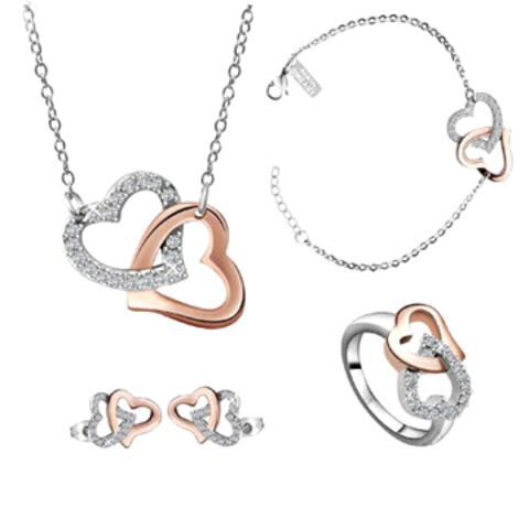 Stylish Stainless Steel Jewelry Set with Shiny Diamond Decoration ...