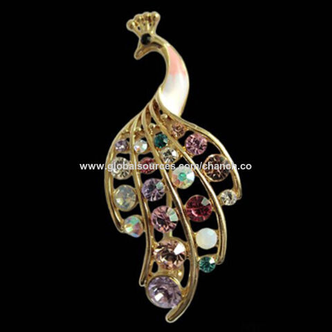 New Arrival Peacock Alloy Metal Brooches With Colorful Rhinestones, Oem ...