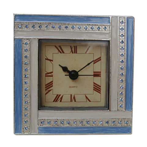 Buy Wholesale China Square-shaped Silver Blue Jeweled Desk Clock & Desk ...