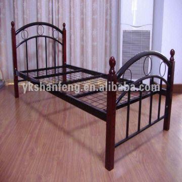 Buy Wholesale China Single Wooden Leg Iron Bed & Single Wooden Leg Iron ...