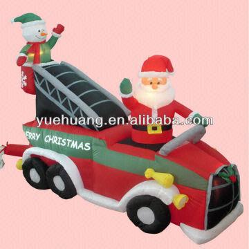 Buy Wholesale China Inflatable Santa Claus Driving Fire Truck With ...