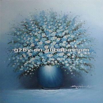 Buy Wholesale China 2014 100% Hand Painted Blue Flower Oil Painting ...