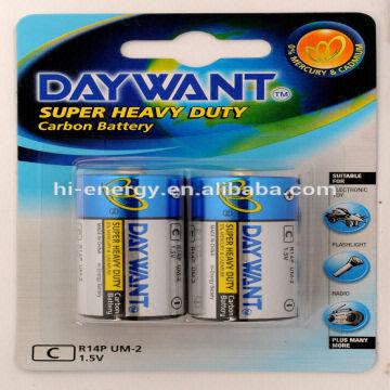 Buy Wholesale China R14/um-2/c Aluminum Foil Jacket Dry Battery 1.5v ...