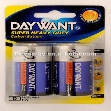 Buy Wholesale China D Blister Card Metal Jacket Um1 Cell R20 Size D Dry ...