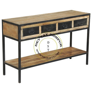 Buy Wholesale India Industrial Style Console Table With Metal Drawer ...