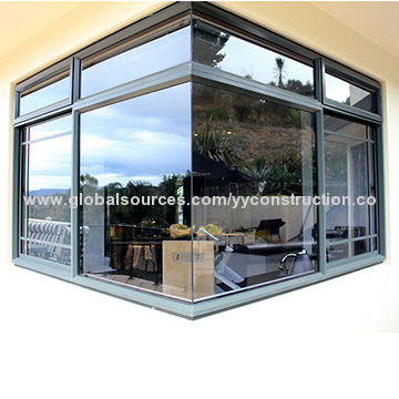 Commercial fixed window, high quality aluminum laminated glass corner ...