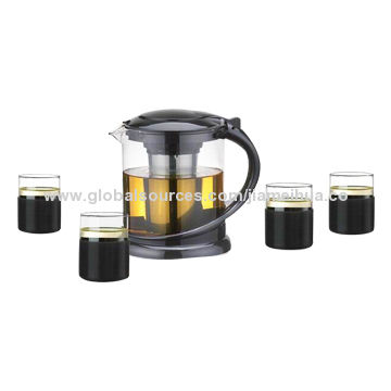 Buy Wholesale China Glass Tea Set With One Pot And Four Cups & Glass ...