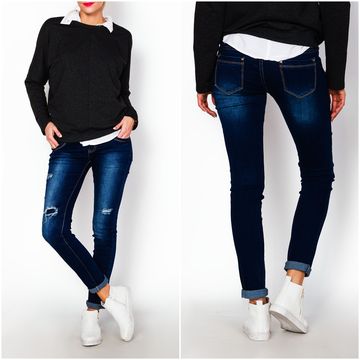 Buy Wholesale Poland Navy Blue Skinny Jeans Whitewashed With Rips ...