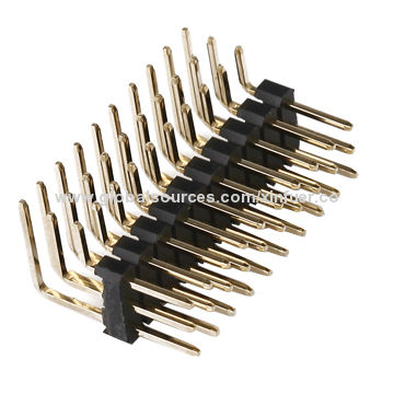 2.54mm Triple Row right angle Type Pin Header, gold-plating and Brass Contact material, Pin ...