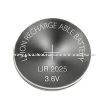 China Rechargeable Lithium ion button cell battery, LIR2025 3.6V for ...