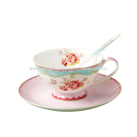 Buy Wholesale China Rose Porcelain Tea Cup Spoon And Saucer Set, Coffee ...