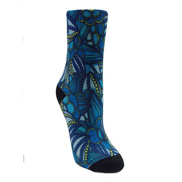 3D printing socks, polyester socks 360-degree full color blue flower ...