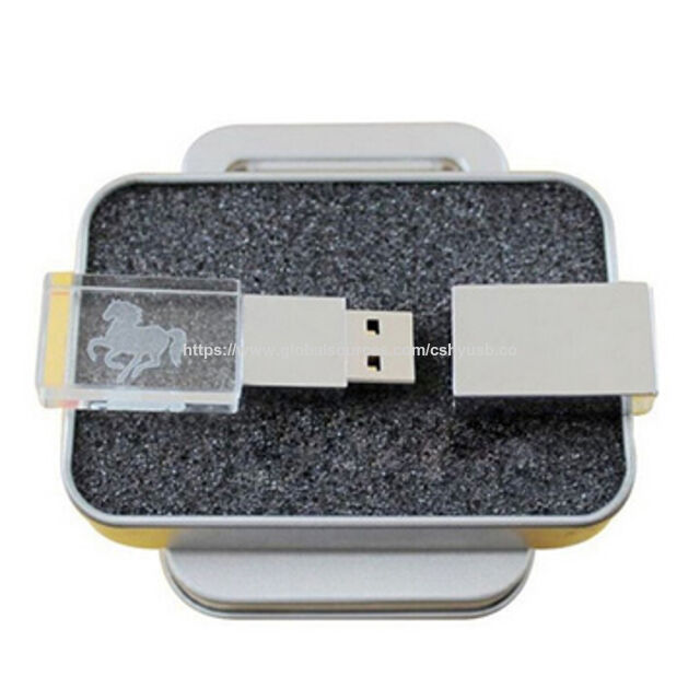 China Promotional LED indicator crystal USB flash drives 4GB 8GB 16GGb ...