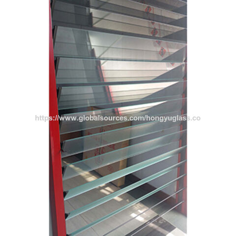 China 5 and 6mm clear float louver glass with 2 long side edge work on ...