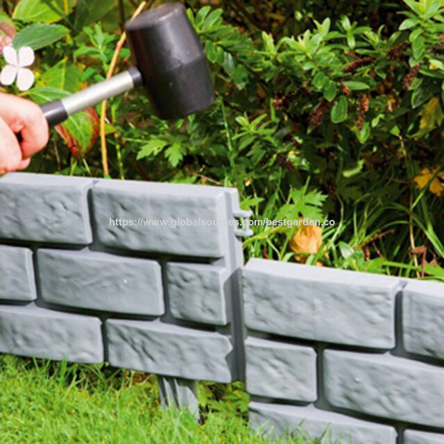 Pack of 4 Brick Effect Garden Edging, Made of Plastic, Different Colors ...