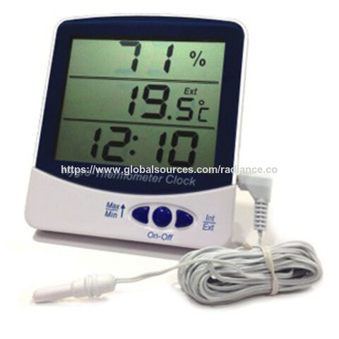 Compact Hygro-Thermometer Clock with external sensor, Hygro-thermometer ...