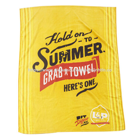 100% Cotton Velvet Printed Bach Towels For Promotional With Custom ...