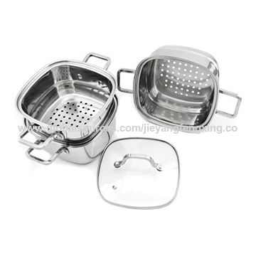 Buy Wholesale China 3-layer Stainless Steel Square Steamer Pot With 2 ...