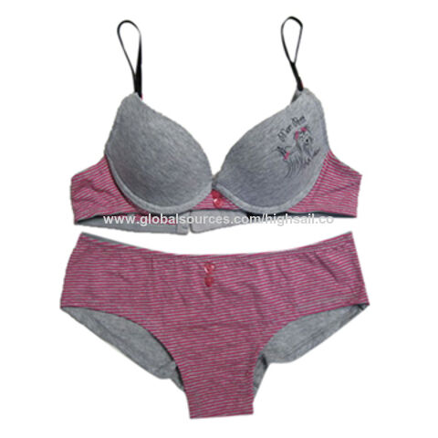 Buy Wholesale China Ladies' Bra Set In Cotton/elastane Yarn Dyed Stripe ...