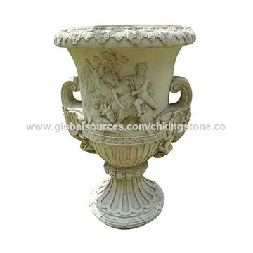 Buy Wholesale China Natural Stone Flower Pots In Granite, Marble, Black ...