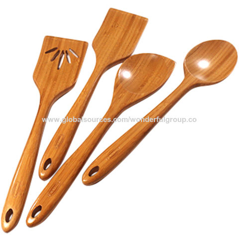 Buy Wholesale China Bamboo Kitchenware Slotted Turner And Spoon, 5 ...