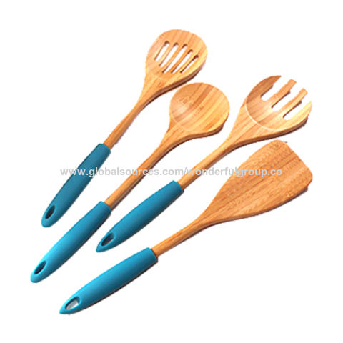 Buy Wholesale China Bamboo Kitchenware Cooking Slotted Turner Set With ...