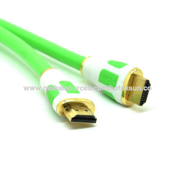 Hdmi Cable, 1.4v, Green Transparent Pvc Jacket, White And Green Molds ...