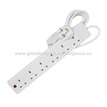 6 Gang Mains Extension Sockets with H05VV-F 3X1.25mm, 13A Fuse, 6 Gang ...