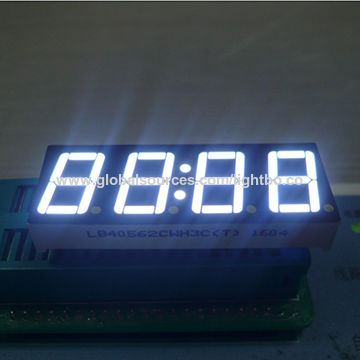 Ultra white 14.2mm (0.56") 4-digit 7-segment LED display common cathode for digital clock ...