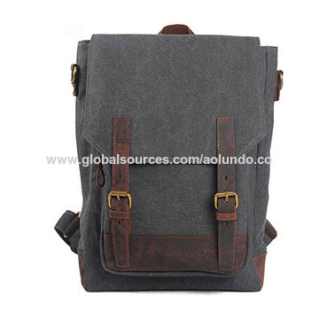 Buy Wholesale China 2016 Stylish Canvas Backpack With Leather Trims ...