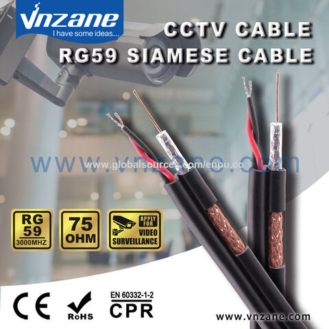 RG59 Siamese Coaxial Cable for CCTV Monitoring System, Coaxial cable ...