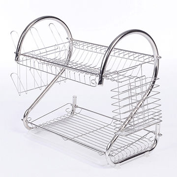Buy Wholesale China 2 Tiers Chrome Dish Rack With Plastic Tray & 2 ...