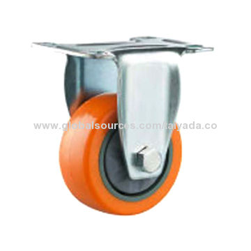 Medium Duty Single Ball Bearing Hi-tech Polyurethane Fixed Caster Wheel ...