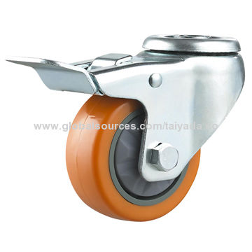 Medium Duty Single Ball Bearing Hi-tech Polyurethane Swivel Brake ...