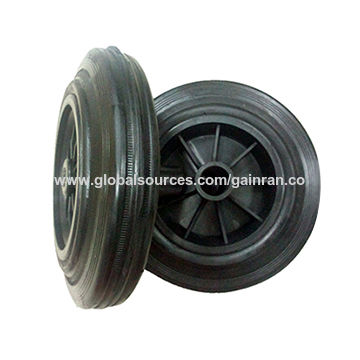 8 Inches 200 50 100 Black Plastic Rim Solid Dustbin Rubber Wheel ...
