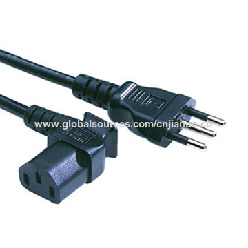3-prong Italy power cord with right angle IC c13 connector, 3prong ...