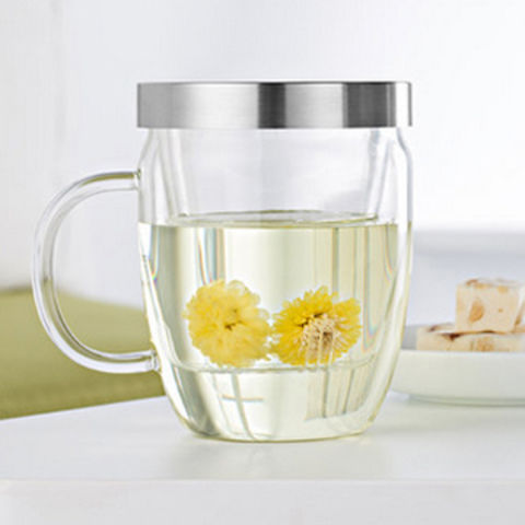 Buy Wholesale China 500ml Elegant Glass Tea Mug With Glass Strainer And ...