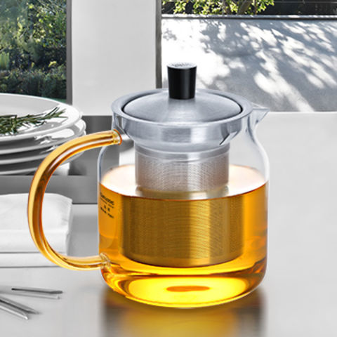 China 700mL Pyrex glass teapot with stainless steel infuser on Global ...